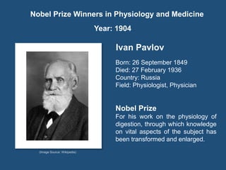 Nobel Prize in Physiology and Medicine (1901 to 1910) – Part 1 | PPT