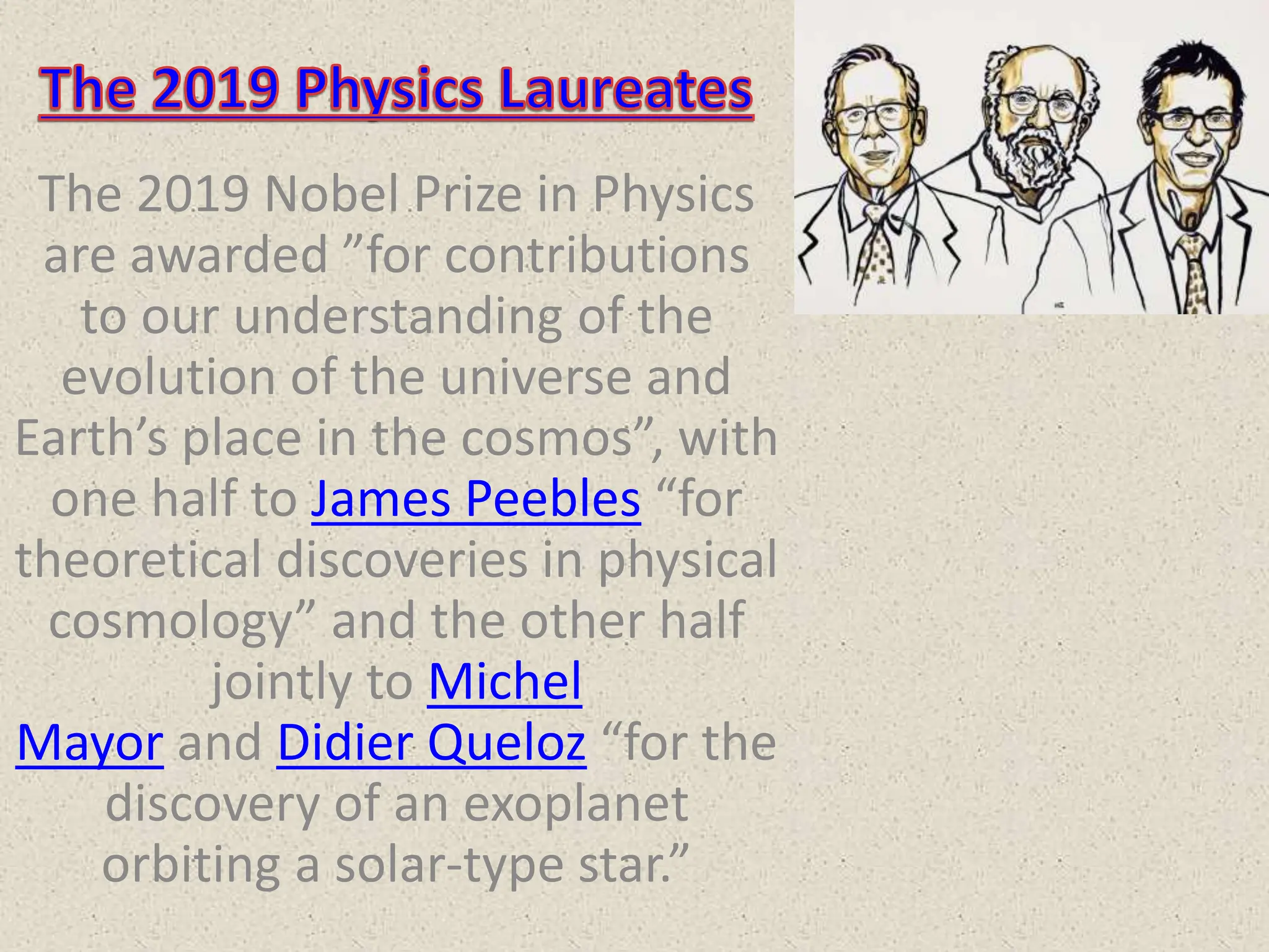 nobel prize winners of 2019,cosmology and exoplanet.ppt