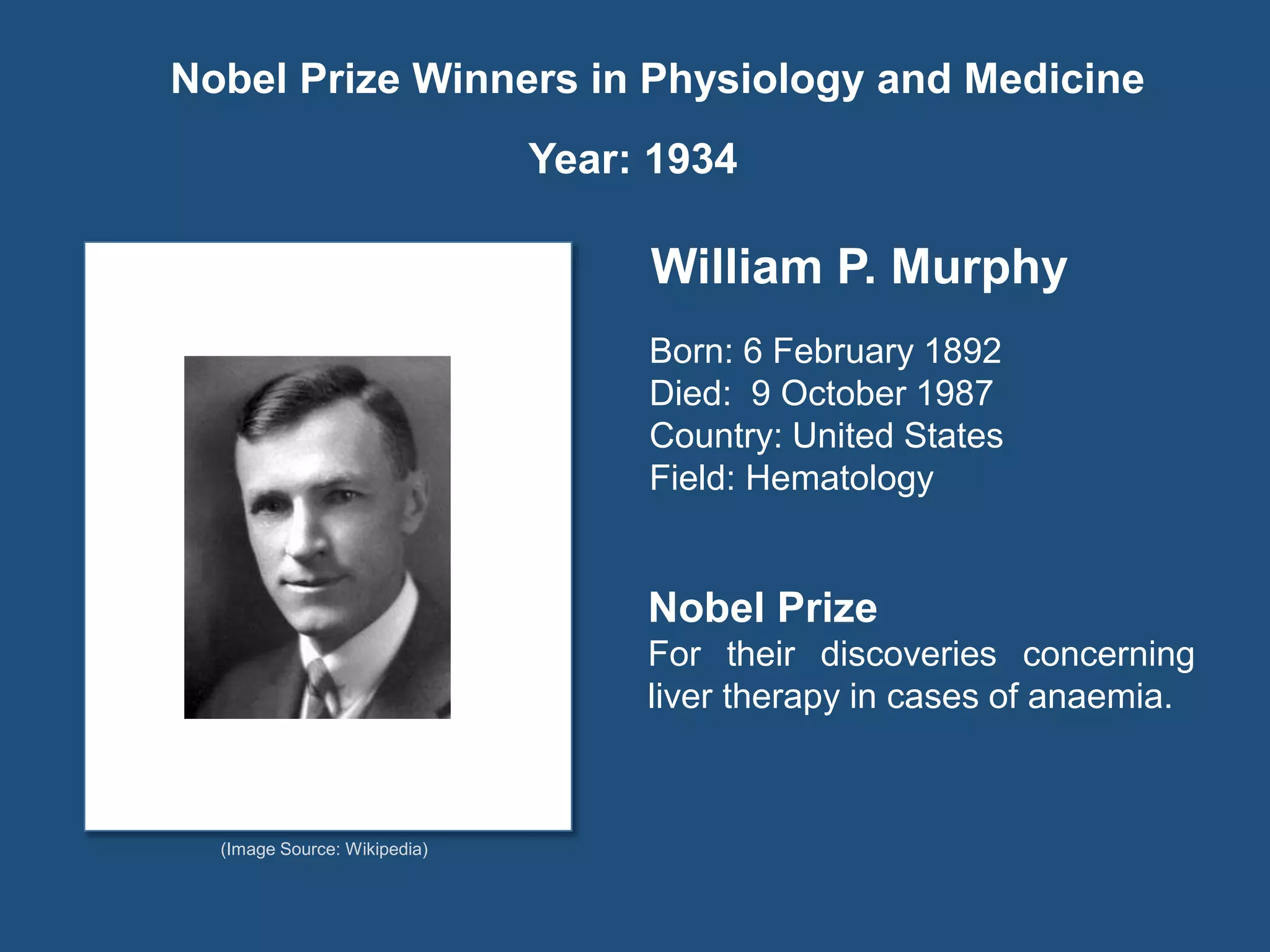 Nobel Prize in Physiology or Medicine (1931 to 1940) – Part 4 | PPT