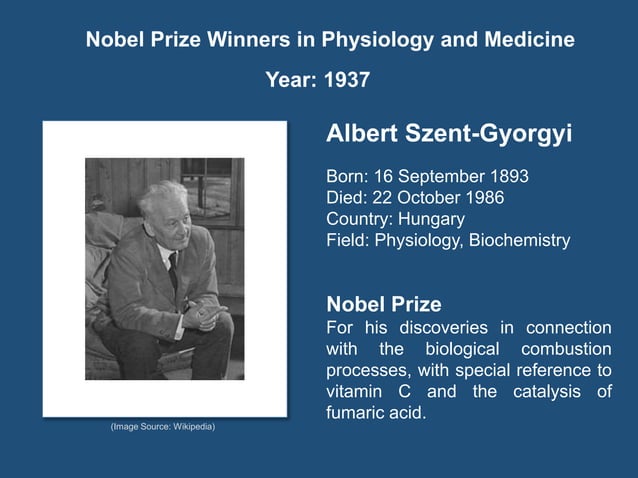 Nobel Prize in Physiology or Medicine (1931 to 1940) – Part 4 | PPT