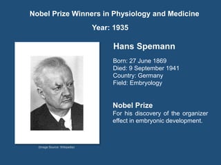 Nobel Prize in Physiology or Medicine (1931 to 1940) – Part 4 | PPTX