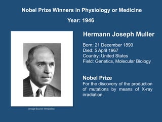 Nobel Prize in Physiology or Medicine (1941 to 1950) – Part 5 | PPTX