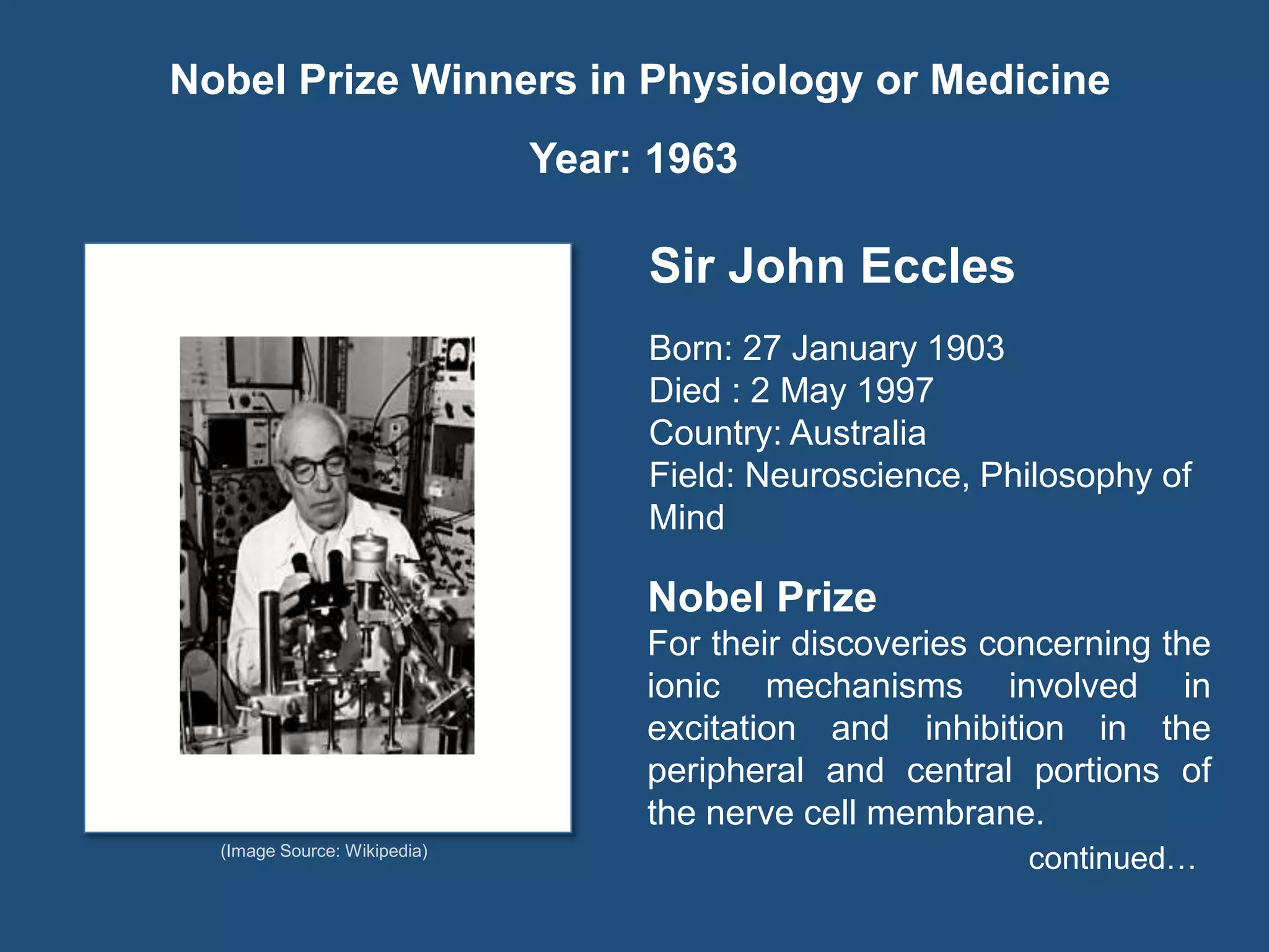 Nobel Prize in Physiology or Medicine (1961 to 1970) – Part 7 | PPTX