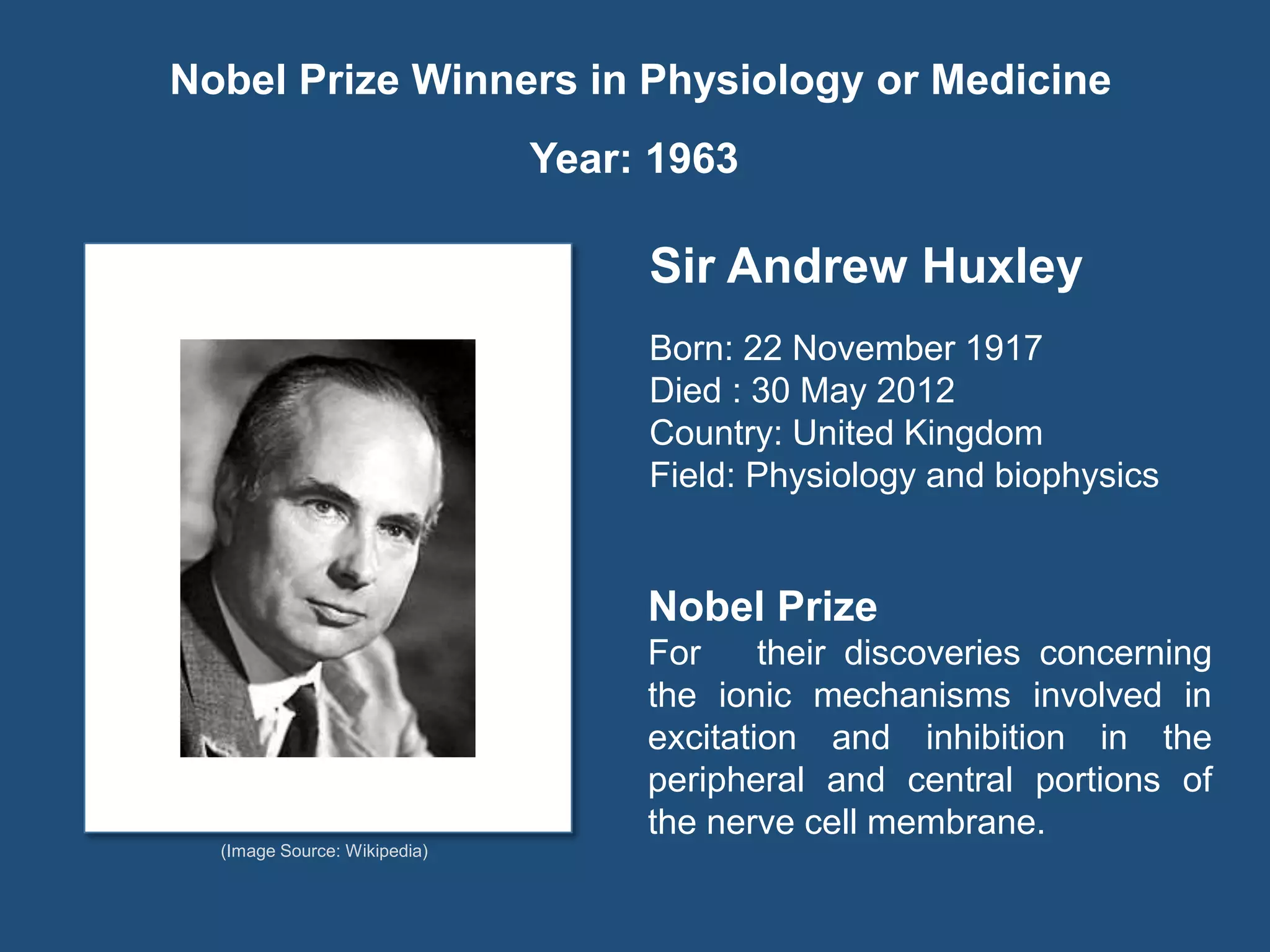 Nobel Prize in Physiology or Medicine (1961 to 1970) – Part 7 | PPTX
