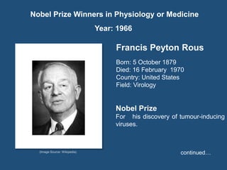 Nobel Prize in Physiology or Medicine (1961 to 1970) – Part 7 | PPTX