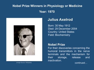 Nobel Prize in Physiology or Medicine (1961 to 1970) – Part 7 | PPTX