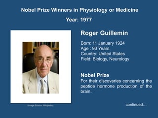 Nobel Prize in Physiology or Medicine (1971 to 1980) – Part 8 | PPTX