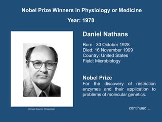 Nobel Prize in Physiology or Medicine (1971 to 1980) – Part 8 | PPTX