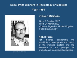 Nobel Prize in Physiology or Medicine (1981 to 1990) – Part 9 | PPTX