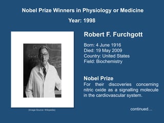Nobel Prize in Physiology or Medicine (1991 to 2000) – Part 10 | PPT