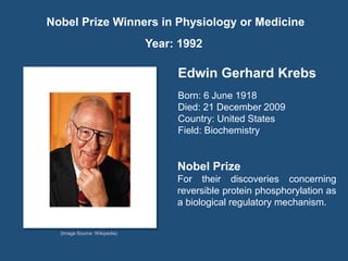 Nobel Prize in Physiology or Medicine (1991 to 2000) – Part 10 | PPT