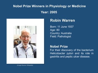 Nobel Prize in Physiology or Medicine (2001 to 2010) – Part 11 | PPTX