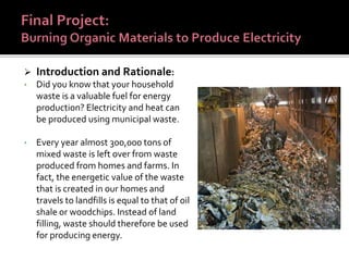 Biodegradable, Burning Organic Materials to Produce Electricity | PPTX
