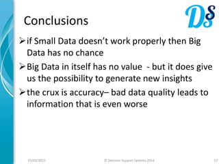 No big data without small data | PPTX | Databases | Computer Software ...