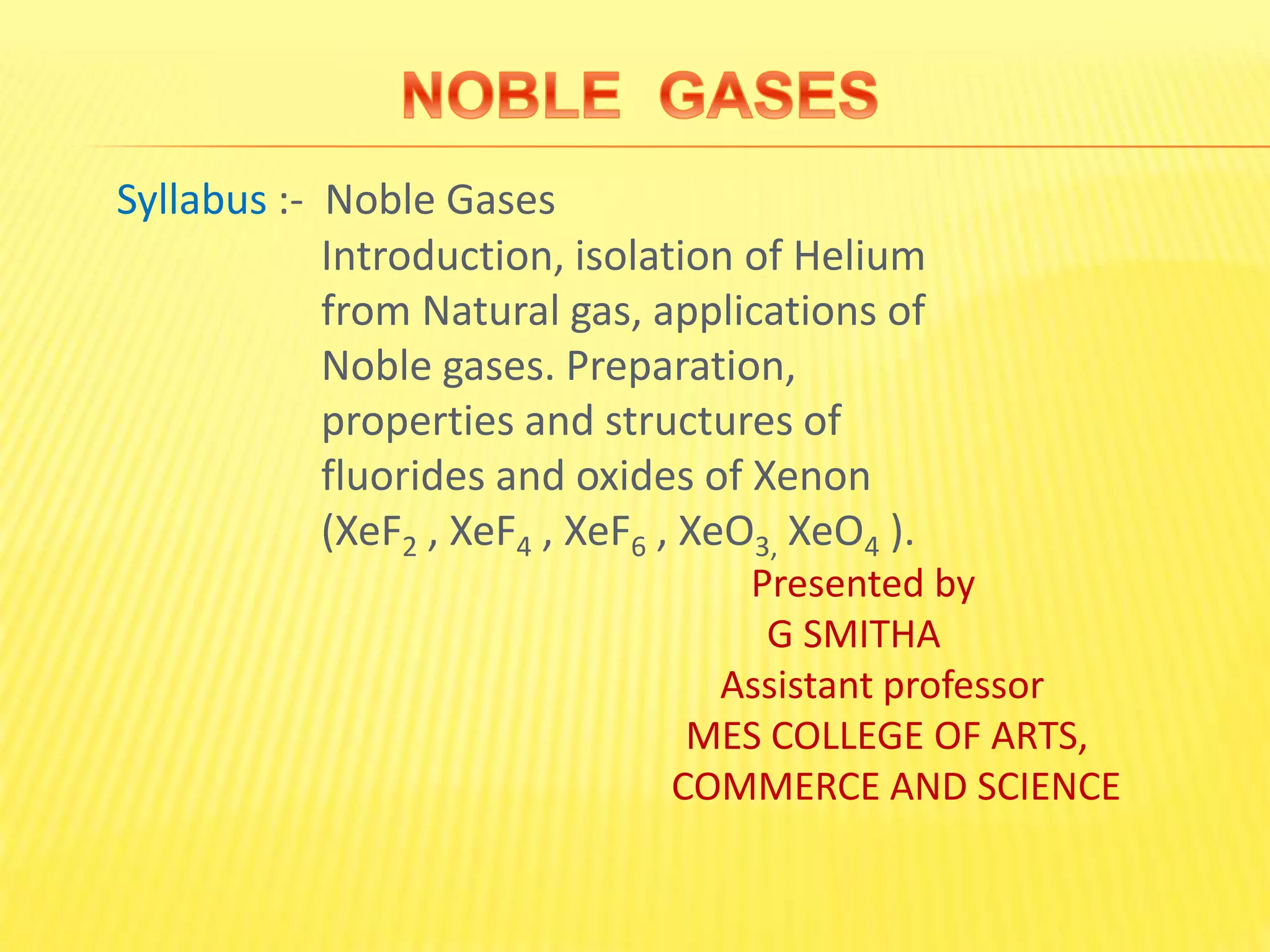 Noble gases, Group 18 | PPTX