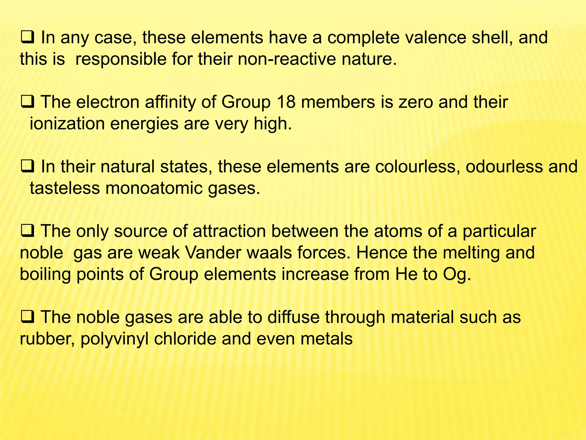Noble gases, Group 18 | PPTX