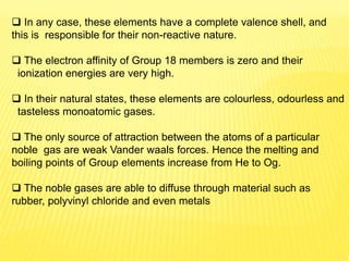 Noble gases, Group 18 | PPTX