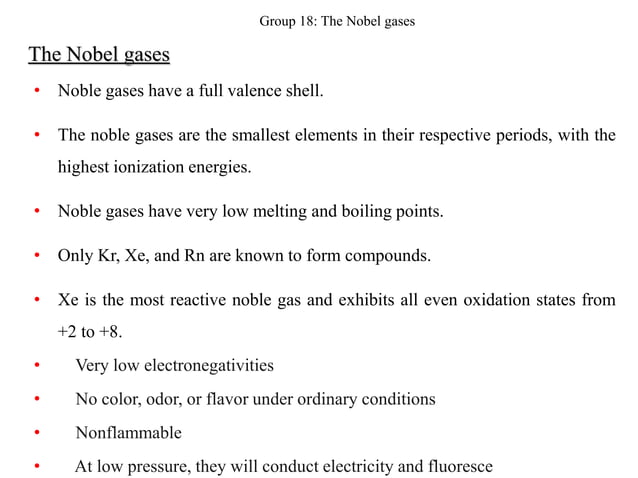 Inert/Noble Gases: Inorganic Chemistry.ppt | Chemistry | Science