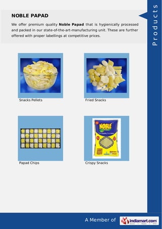 Noble Agro Food Products Pvt. Ltd., Ahmedabad, Noble Papad | PDF