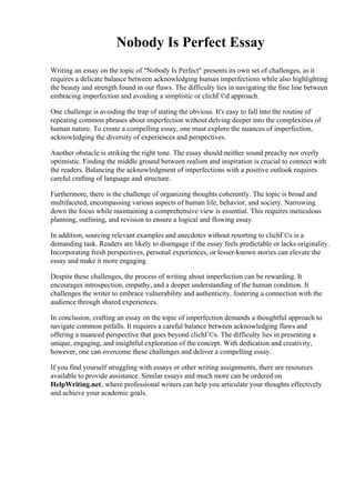 Nobody Is Perfect Essay. Texas Wesleyan University | PDF