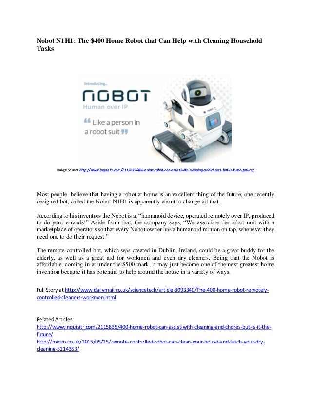 Nobot N1H1: The Robot that can Clean the House
