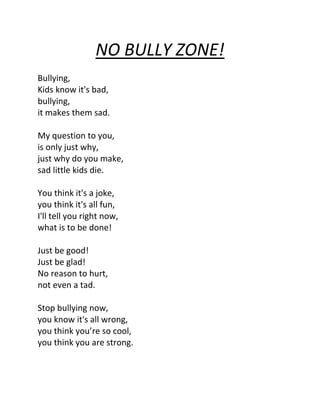 No Bullying Poems