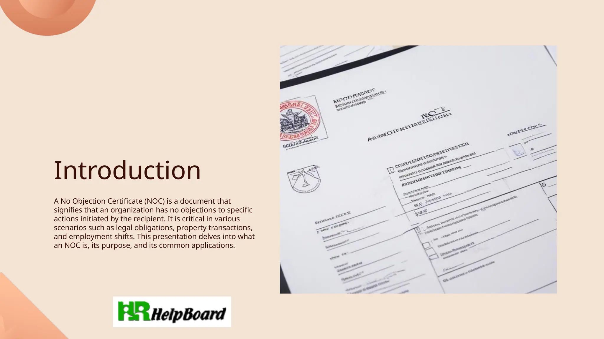 NOC or No Objection Certification Sample | PPTX