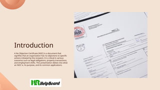 NOC or No Objection Certification Sample | PPTX