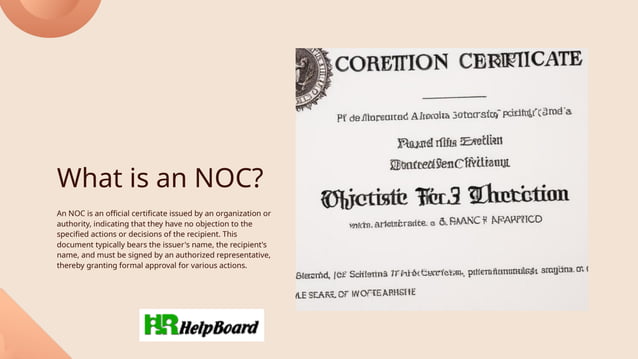NOC or No Objection Certification Sample | PPTX