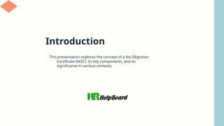 NOC Format, No Objection Certificate Sample | PPTX