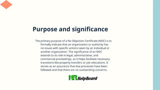 NOC Format, No Objection Certificate Sample | PPTX