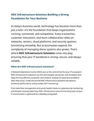 NOC Infrastructure Solutions Building a Strong Foundation for Your ...