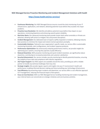 NOC Managed Service Proactive Monitoring and Incident Management Solutions with hex64.docx