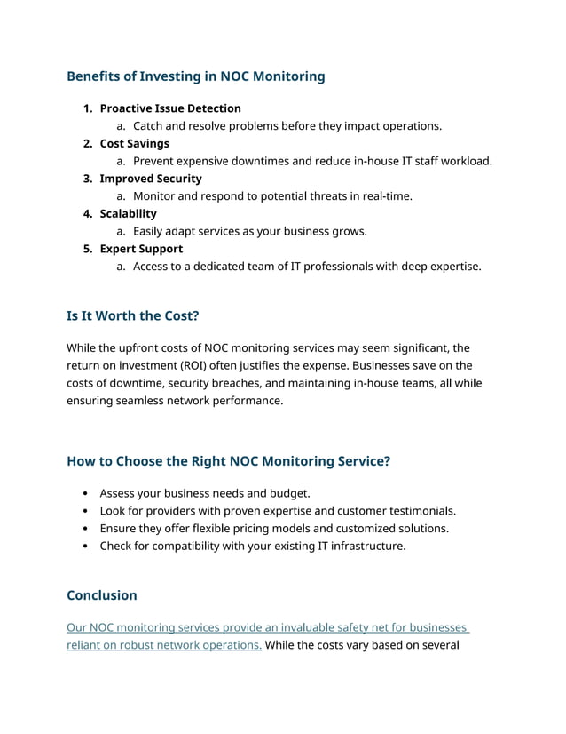 NOC Monitoring Services Explained Costs and Benefits In AI-NOC.docx