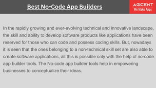 Agicent Technologies : Best No Code App Builders | PDF