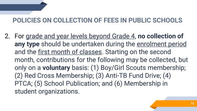 A Presentation on the No Collection Policy of DepEd | PDF