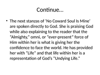 No Coward Soul Is Mine by Emily Bronte poem analysis | PPT