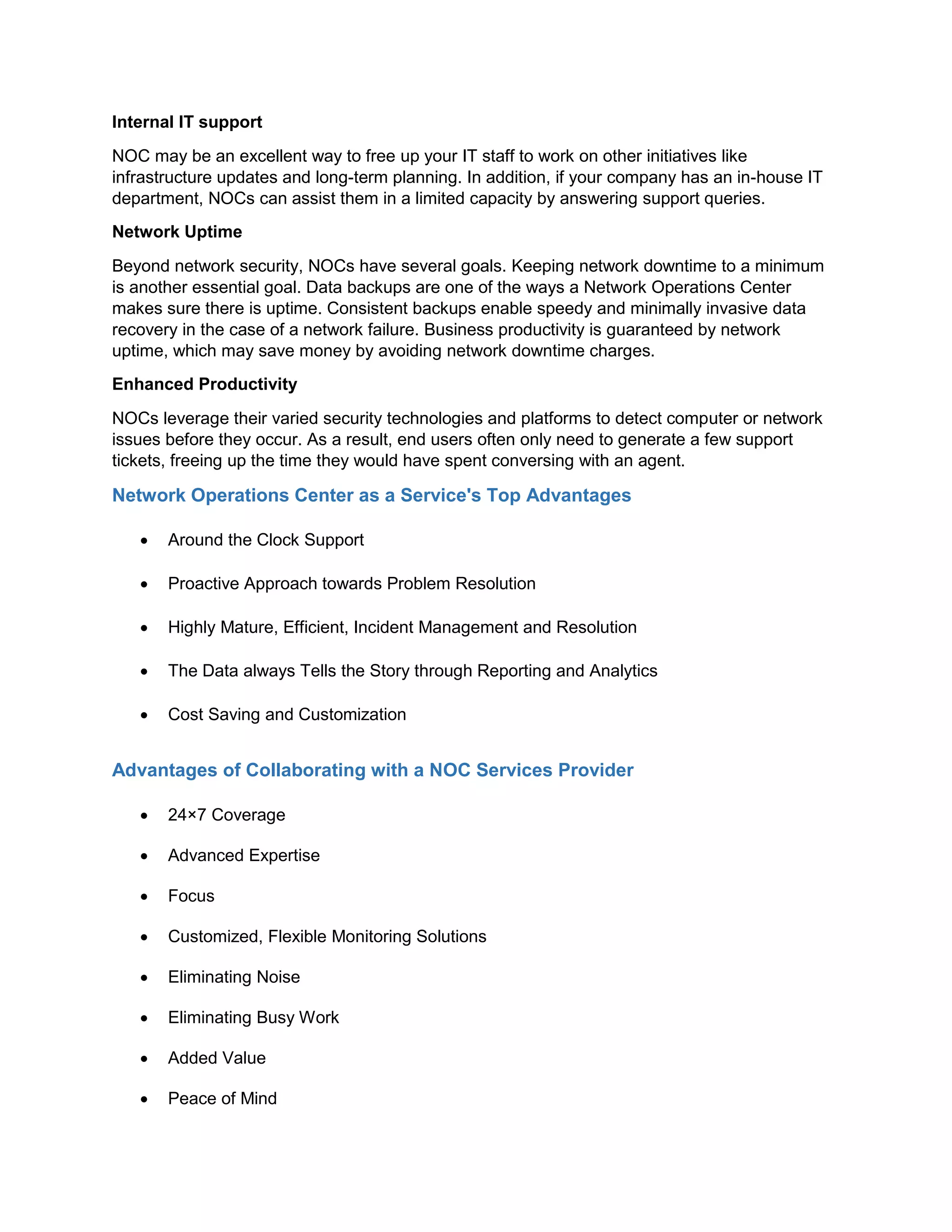 Network Operations Center (NOC Services) | PDF