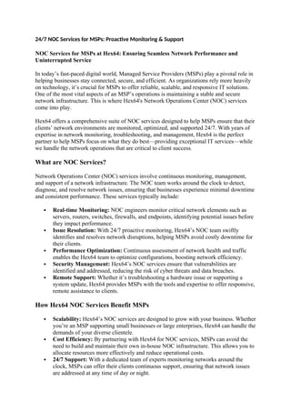 24/7 NOC Services for MSPs: Proactive Monitoring & Support | DOCX
