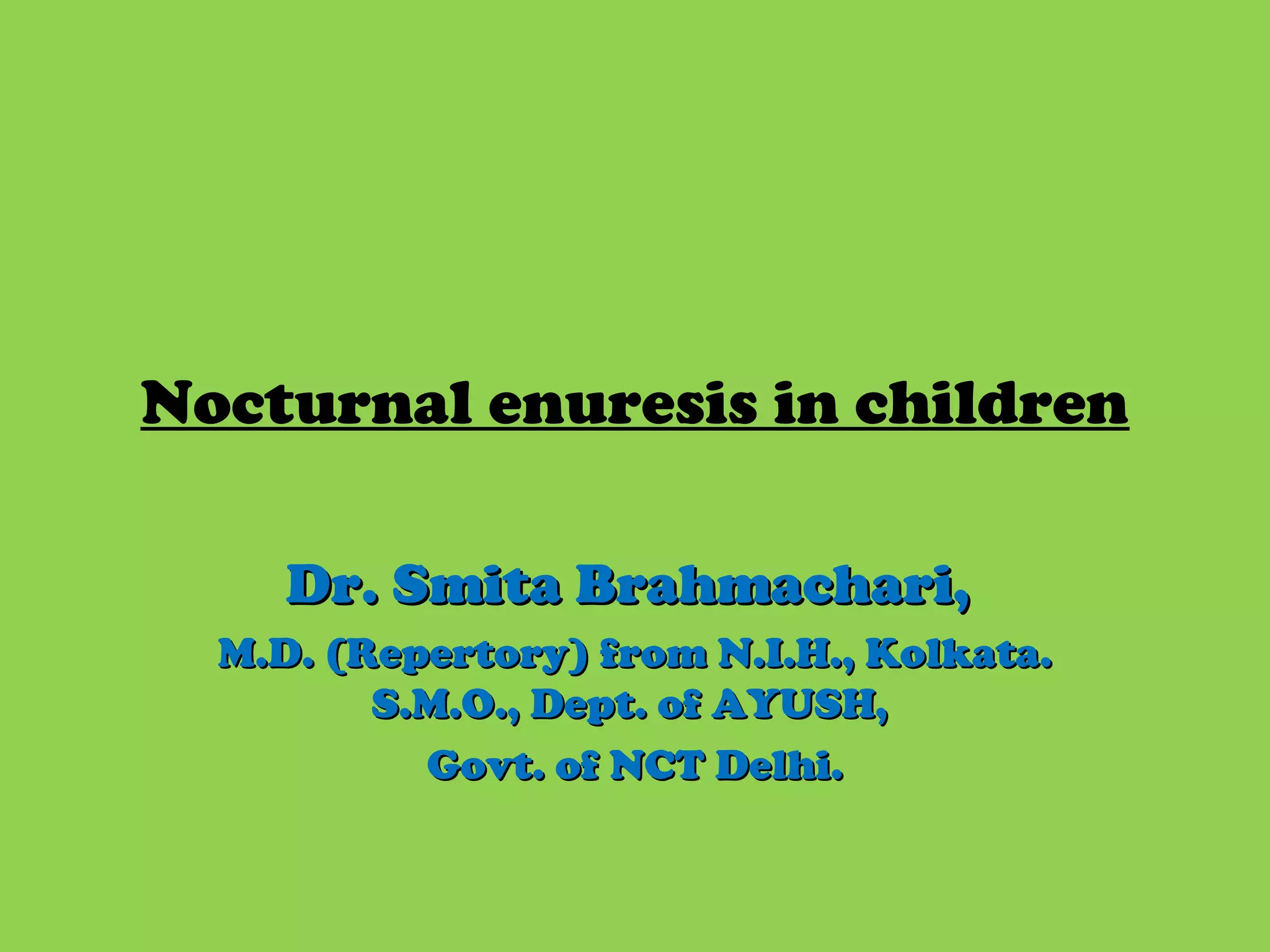 Nocturnal enuresis in children journal ppt | PPT
