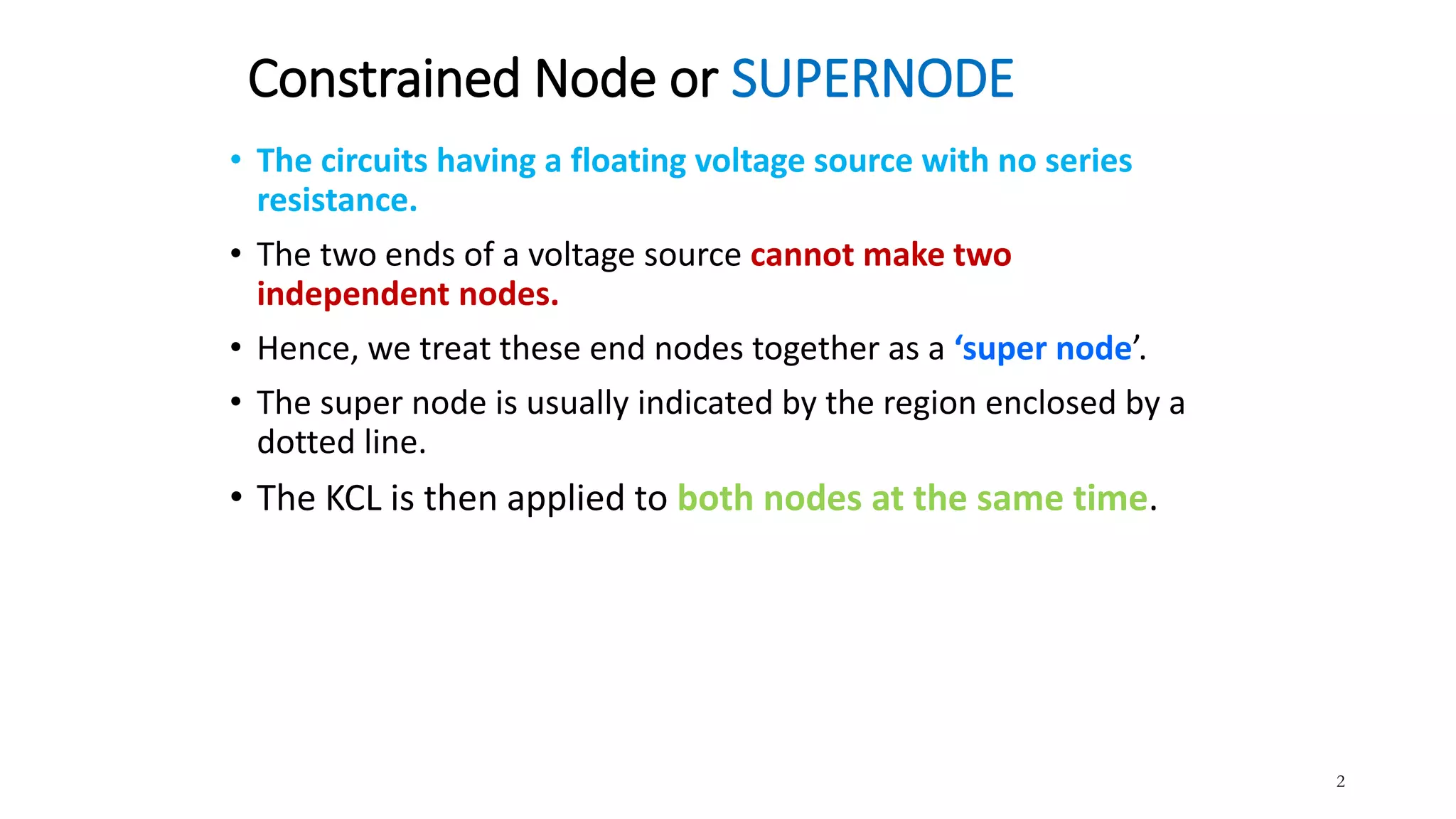 Nodal anlysis with super node | PPTX