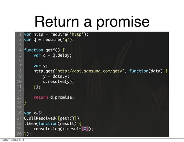 Lessons learned from Node.js - Callbacks / Promises | PDF