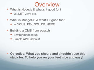 Node.js and MongoDB from scratch, fully explained and tested | PPT