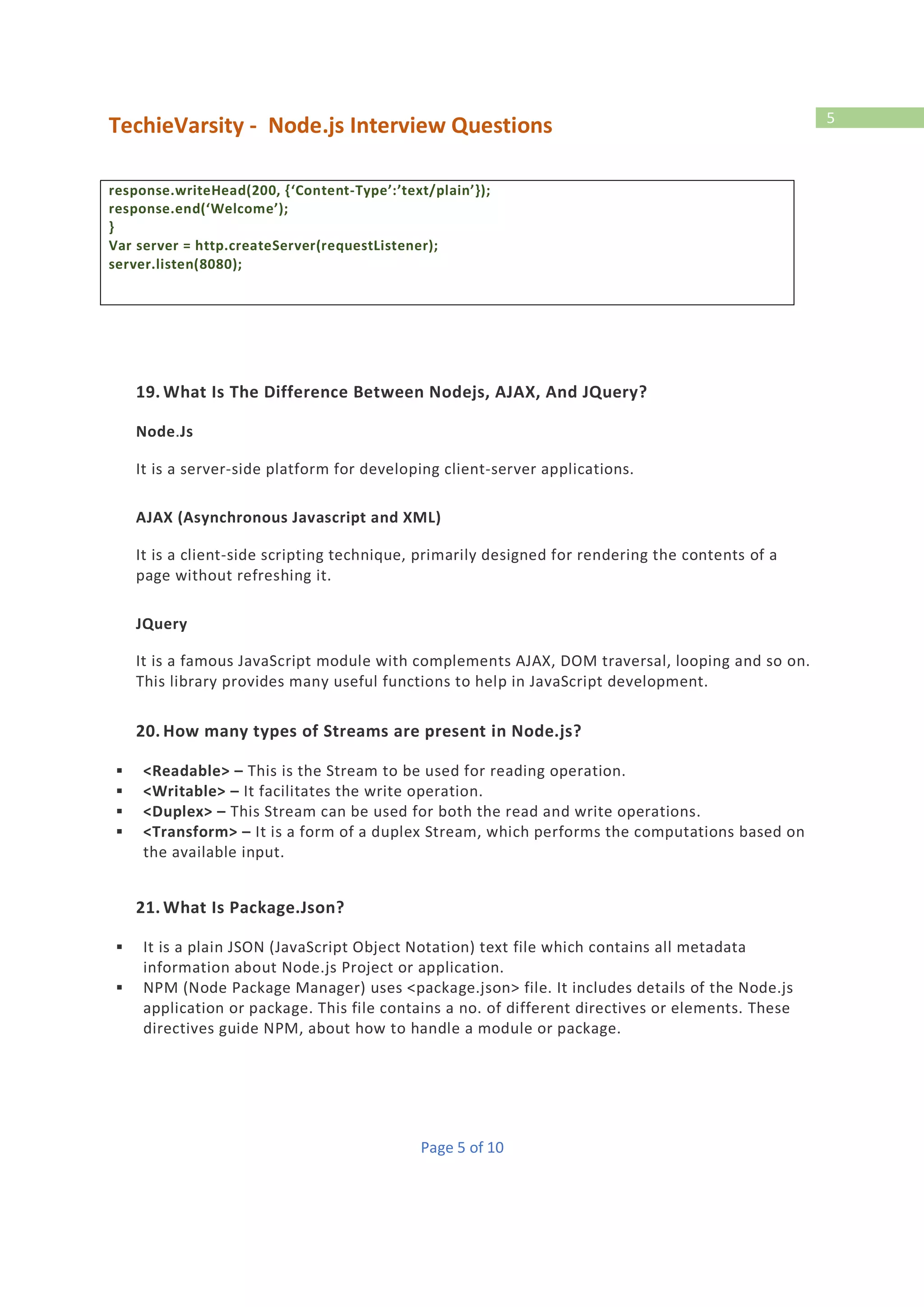 Top 30 Node.js interview questions | PDF