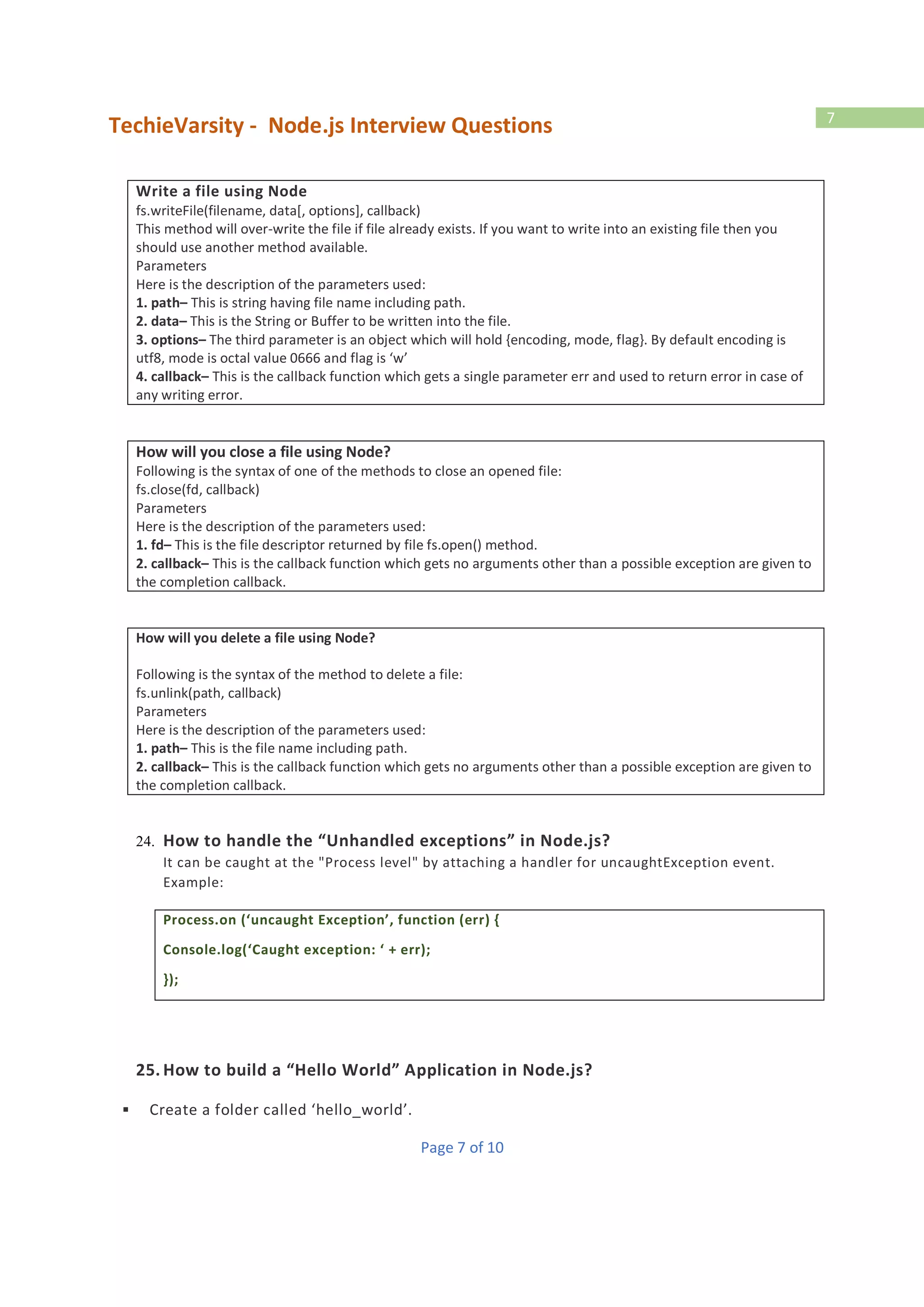 Top 30 Node.js interview questions | PDF