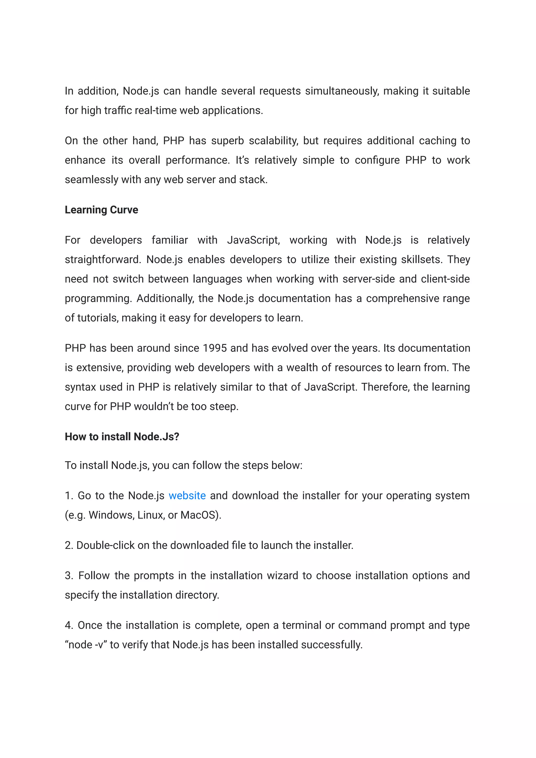 Node.Js Vs PHP: Which is Likely a Better Server Side Environment? | PDF
