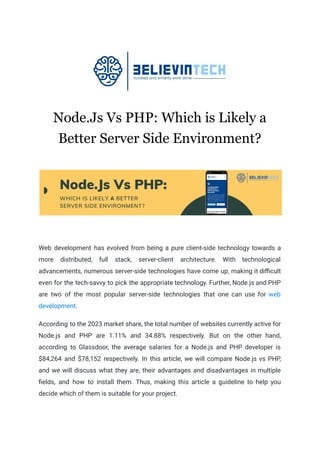 Node.Js Vs PHP: Which is Likely a Better Server Side Environment? | PDF | Web Development | Internet