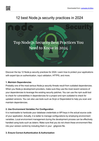 12 best Node.js security practices in 2024 | PDF