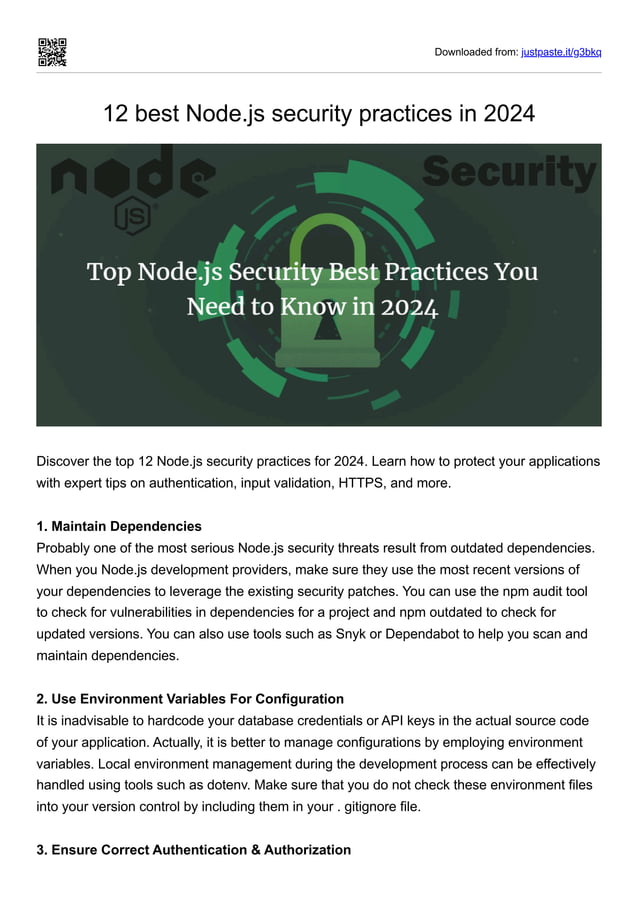 12 best Node.js security practices in 2024 | PDF