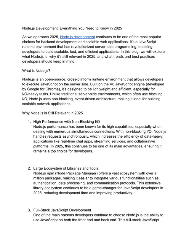 Nodejs Development Everything You Need To Know In 2025pdf